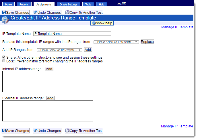 Manage IP Templates